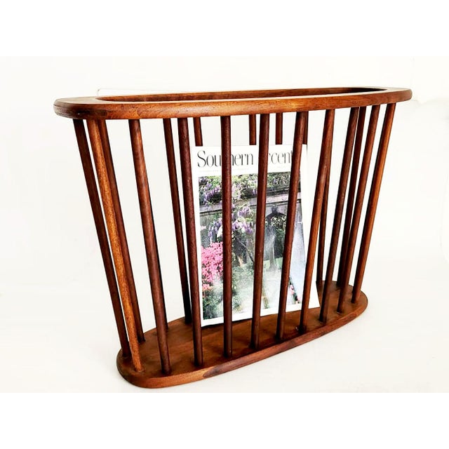 Mid 20th Century Arthur Umanoff Walnut Wood Spindle Magazine Holder ...