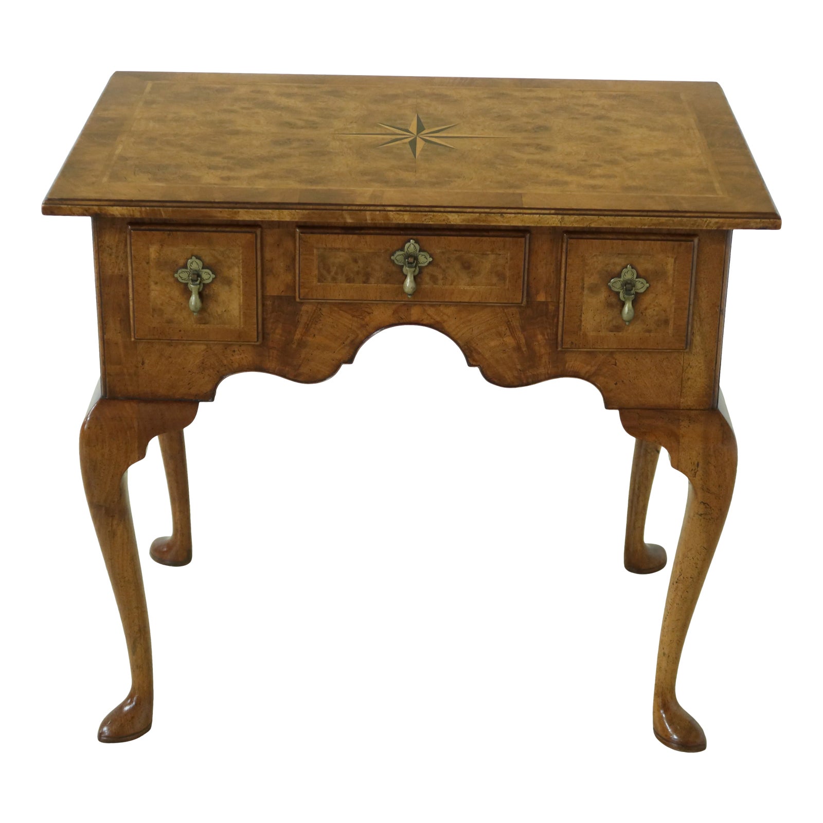 Wood & Hogan Inlaid Walnut Lowboy Dressing Table | Chairish