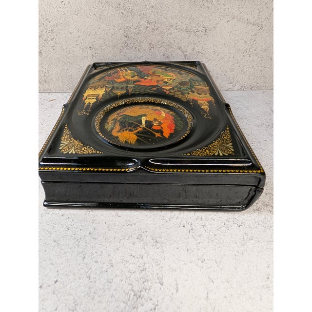 Large Palekh-Style Lacquer Box – “Firebird” Folktale – Hand-Painted ...