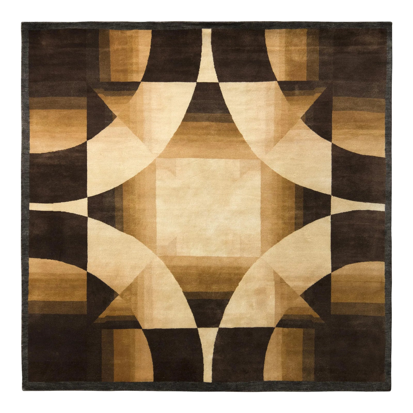 Modern Art Deco Rug in Beige Brown Geometric All Over Pattern by Rug ...