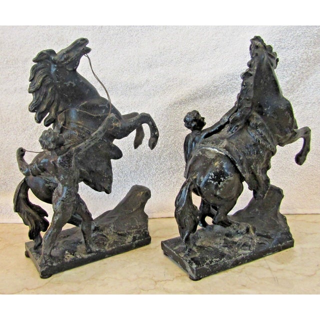 Antique Marly Horses French Spelter Bronze Equine Sculptures Signed- a ...