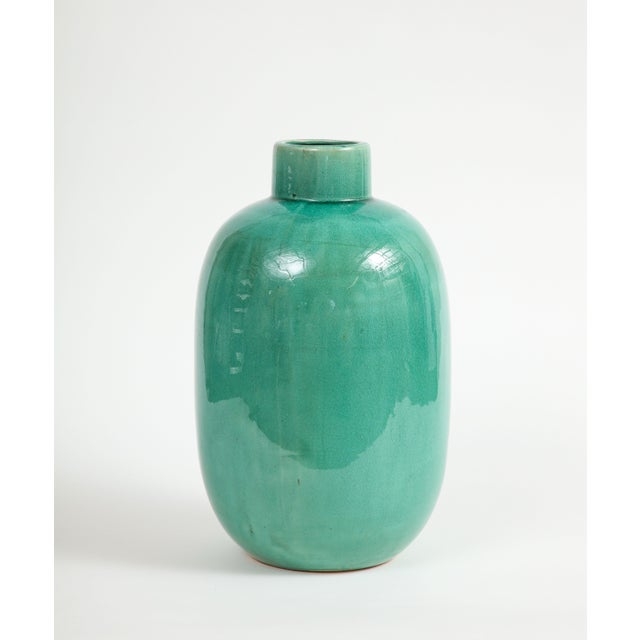 Teal Pottery Vase Circa 1960 | Chairish