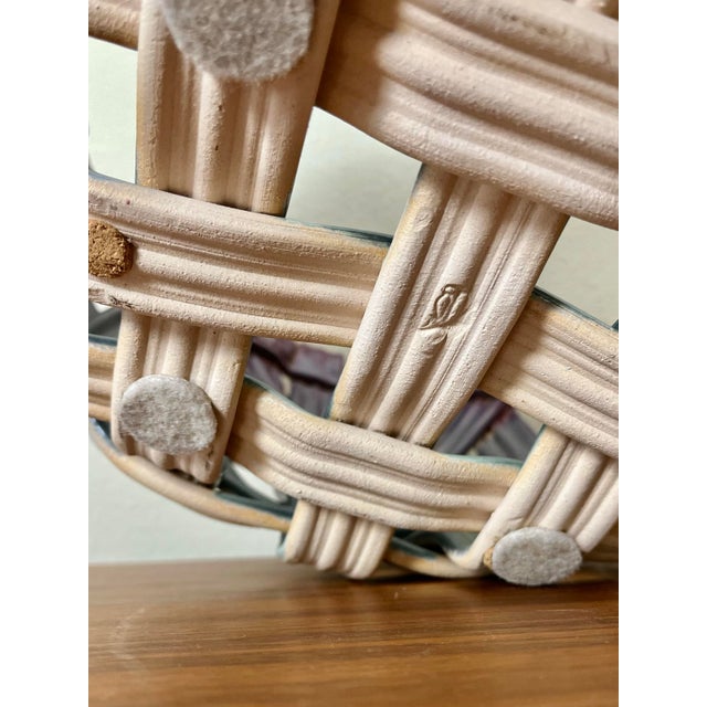 Large Vintage Ceramic Basket-Weaved Bowl | Chairish