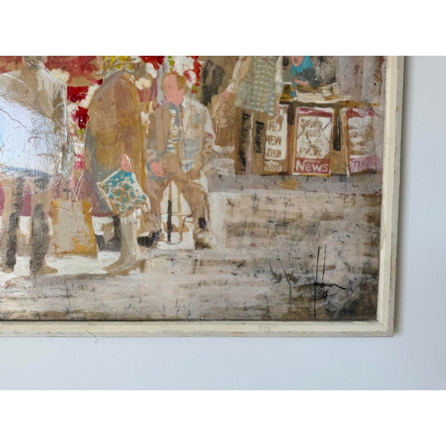 70's Edna Glaubman (1919-1986) Flower Market Oil Painting, Signed ...