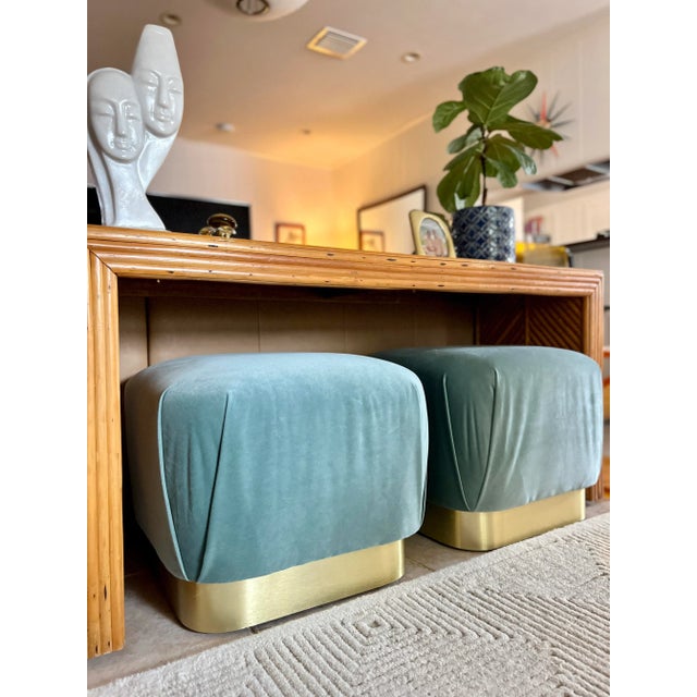 1980s Iconic Marge Carson Style Poufs Recently Recovered in a Pool Blue ...