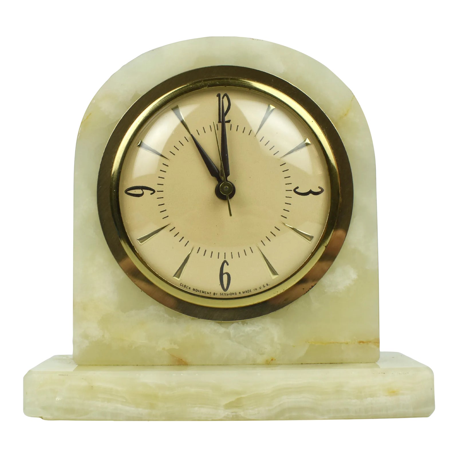 Mid 20th Century Sessions Table Top Clock With Stone Base | Chairish