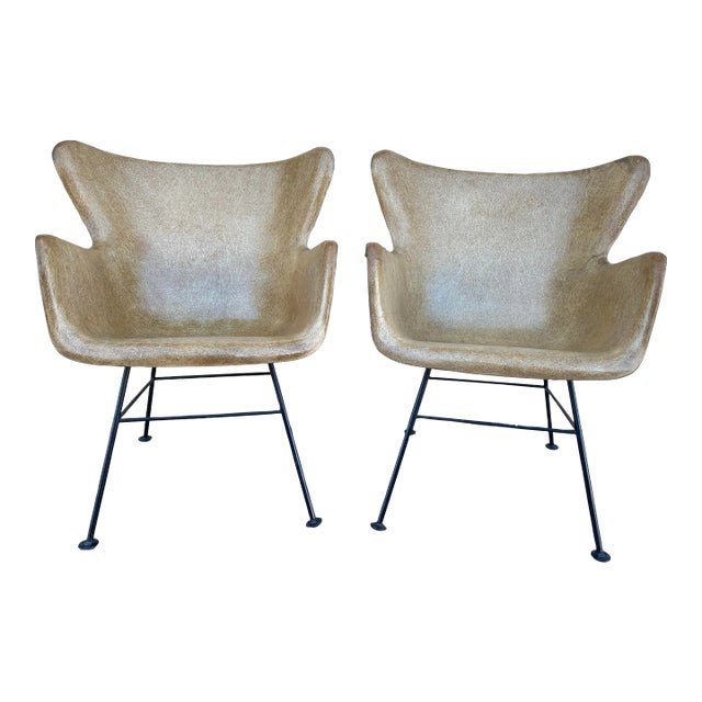 Mid Century Modern Lawrence Peabody Selig Fiberglass Wing Back Lounge ...
