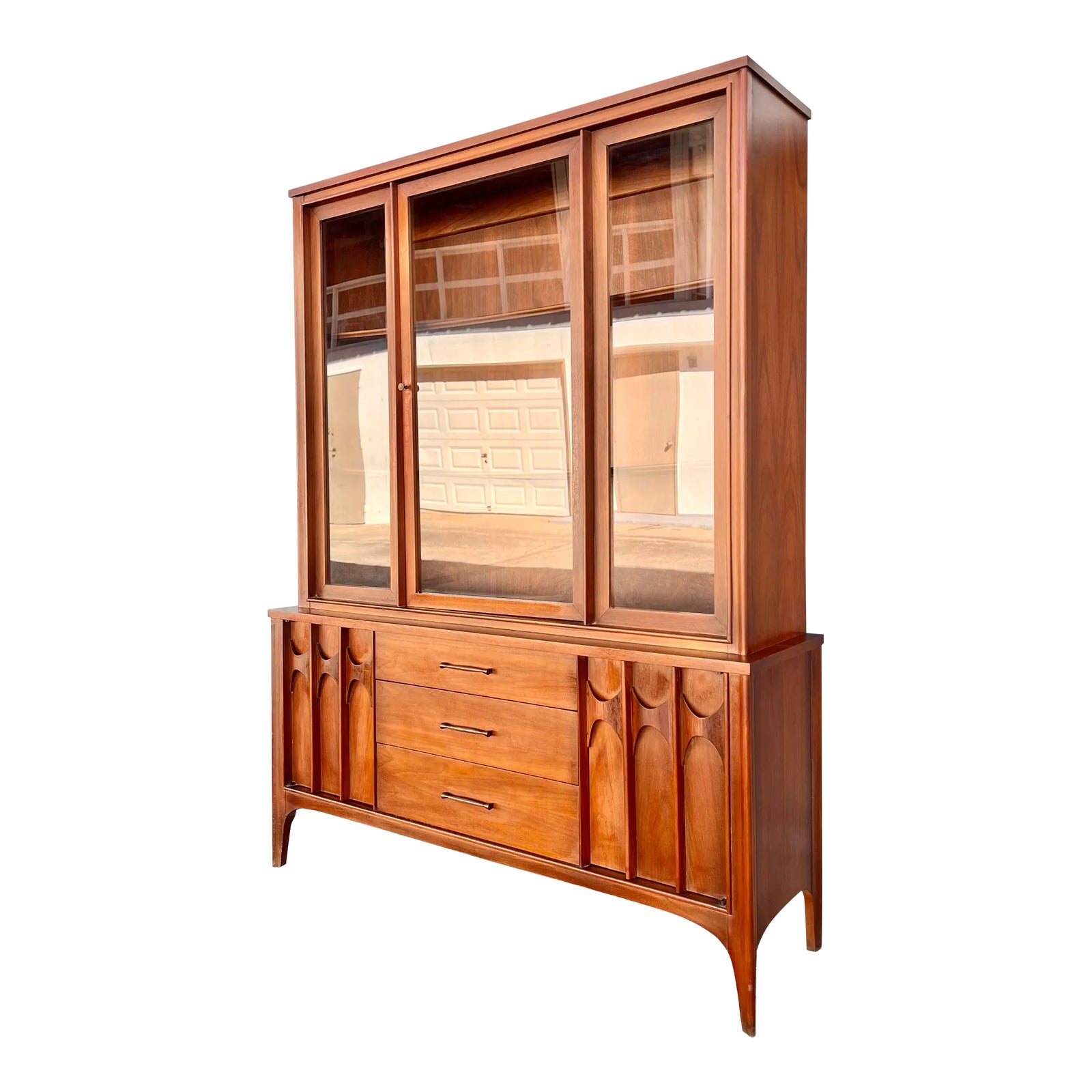 Mid Century Highboy Hutch With Buffet and Display Storage in the Style ...
