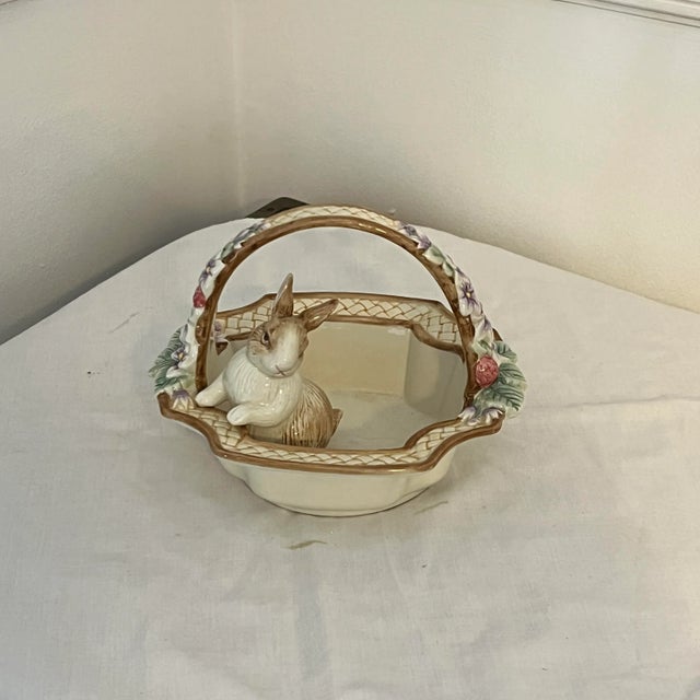 Fitz and Floyd Rabbit in Basket | Chairish