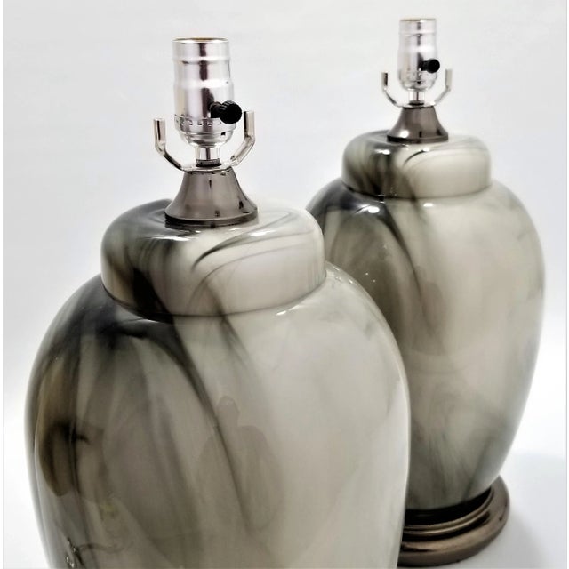 Restored Mid 20th Century Modern Faux Marble Reverse Painted Glass ...