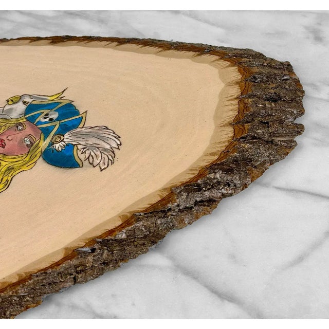 Vintage Traditional Hand Painted Live Edge Slab Women Pirate Wench Wall ...