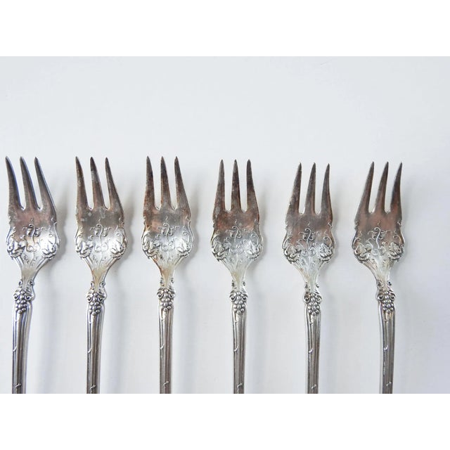 Vintage Silverplate Cocktail Forks Grape Pattern - Set of 6 | Chairish