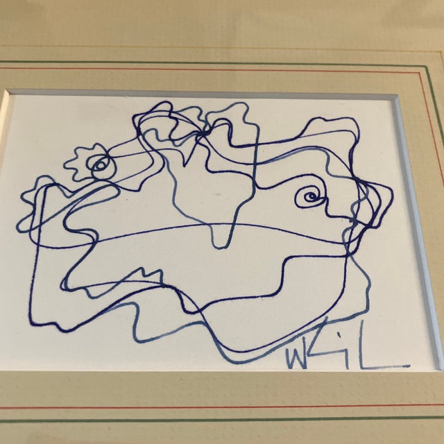 1980’s 2 Original Wayne Cunningham Abstract Ink Drawings Vintage Frames ...
