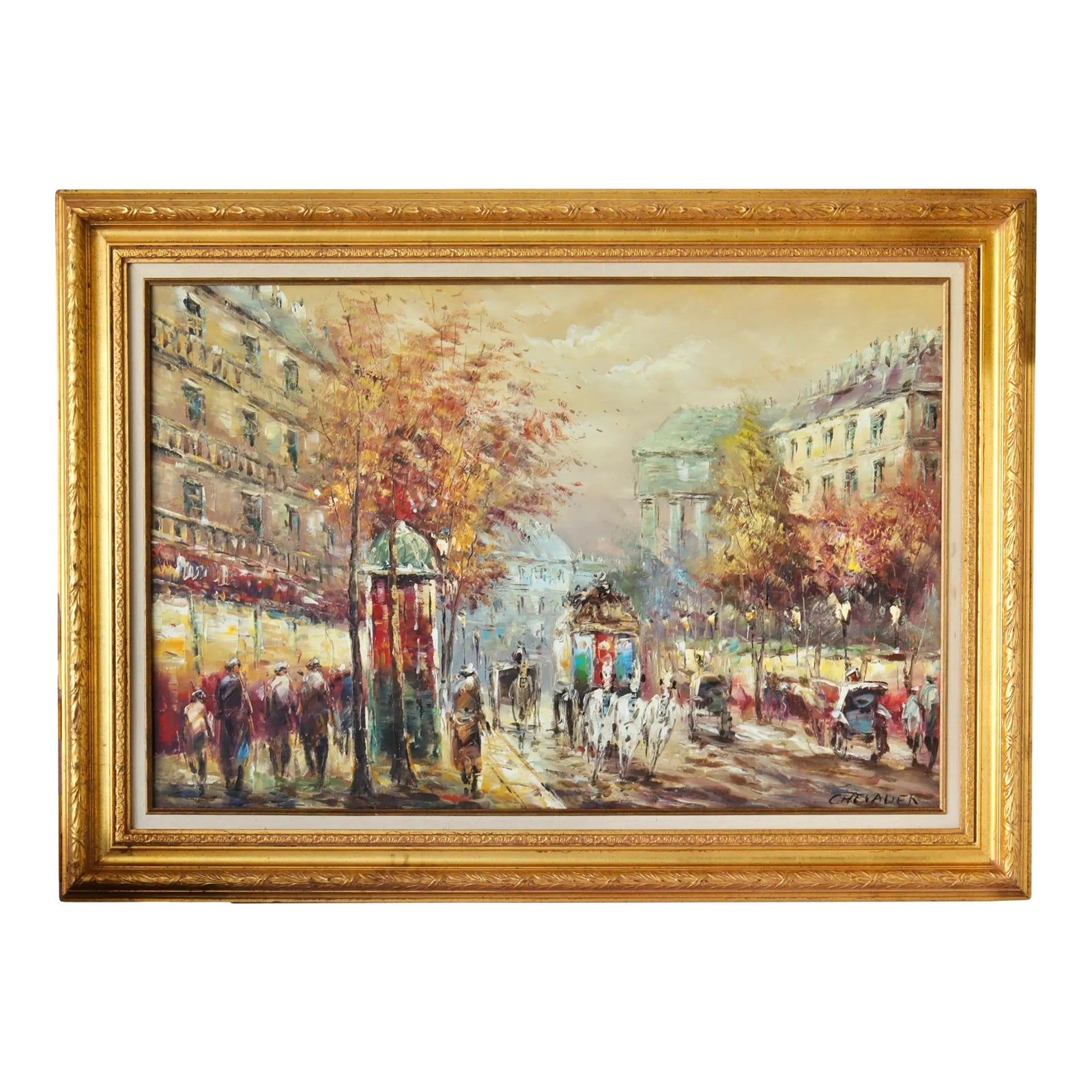 Early 1900s Roberte Chevalier Large City of Paris Oil Painting | Chairish