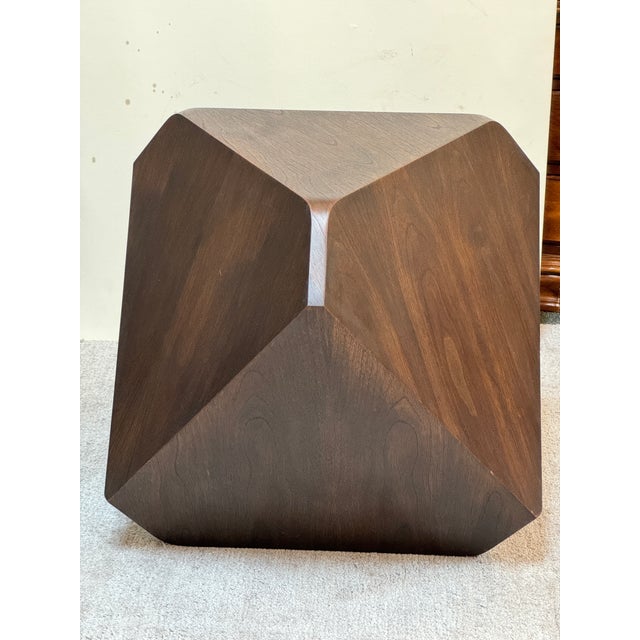 William Earle "Hal" Faceted Walnut Side Table | Chairish