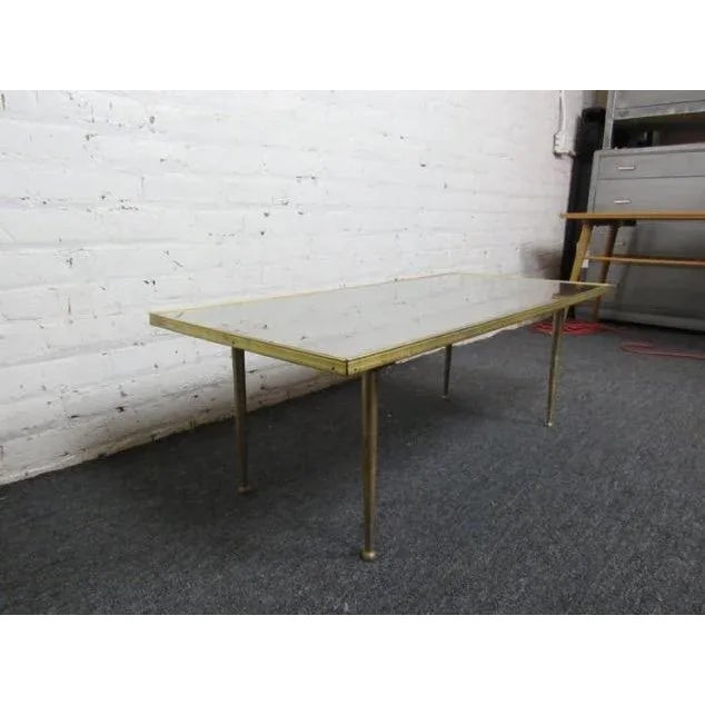 Small Mid-Century Modern Brass Coffee Table | Chairish