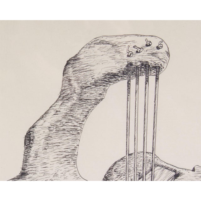 1944 Abstract Ink Drawing Signed by Gilbert Hancox | Chairish