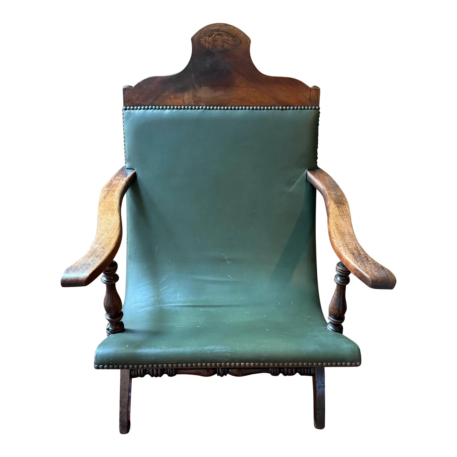 1800 Campeche Chair With Inlaid Conch Shell Headrest | Chairish
