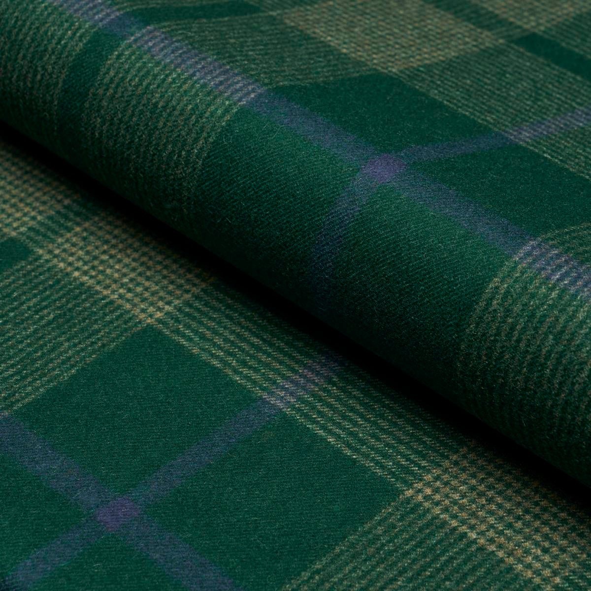 Schumacher Montana Wool Plaid Fabric In Hunter | Chairish