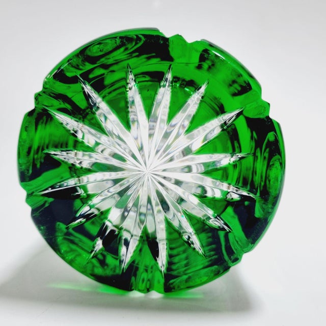 Tinted Emerald Green Lead Crystal Vase, 1970s | Chairish