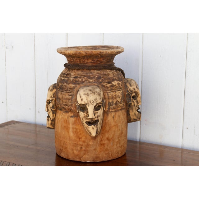 Vintage Naga Tribal Mask Pot | Chairish