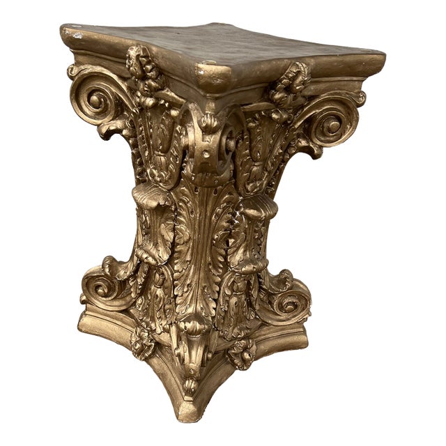 Vintage Gold Painted Plaster Column | Chairish