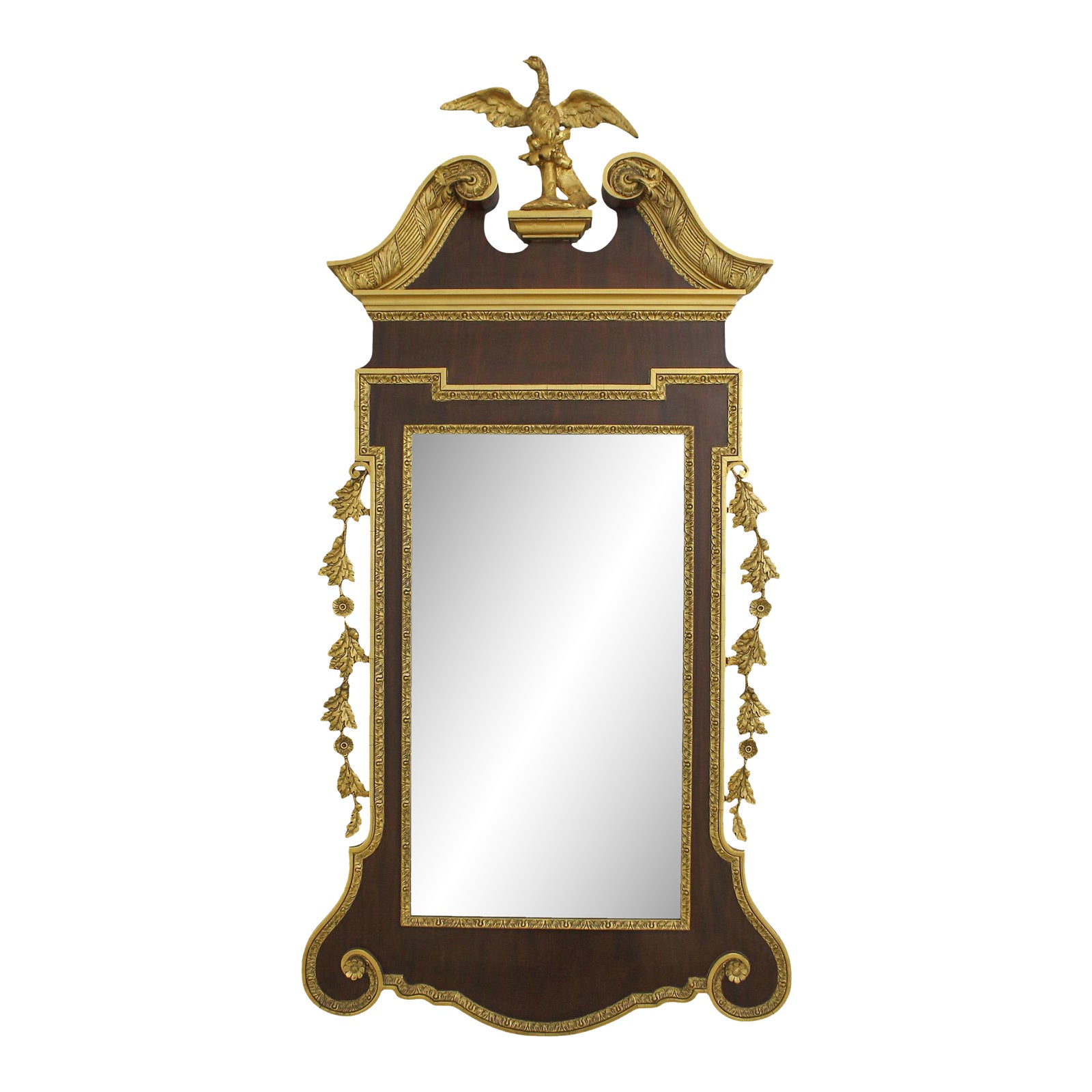 Vintage Chippendale Mahogany & Gold Phoenix Mirror | Chairish