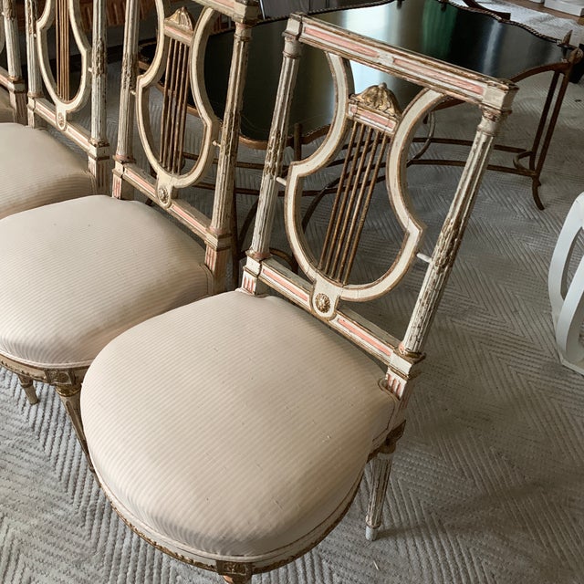 19th Century Swedish Gustavian Painted Lyre Back Dining Chairs With ...