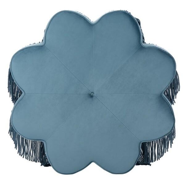 Tanith Flower Ottoman - Dusty Blue | Chairish