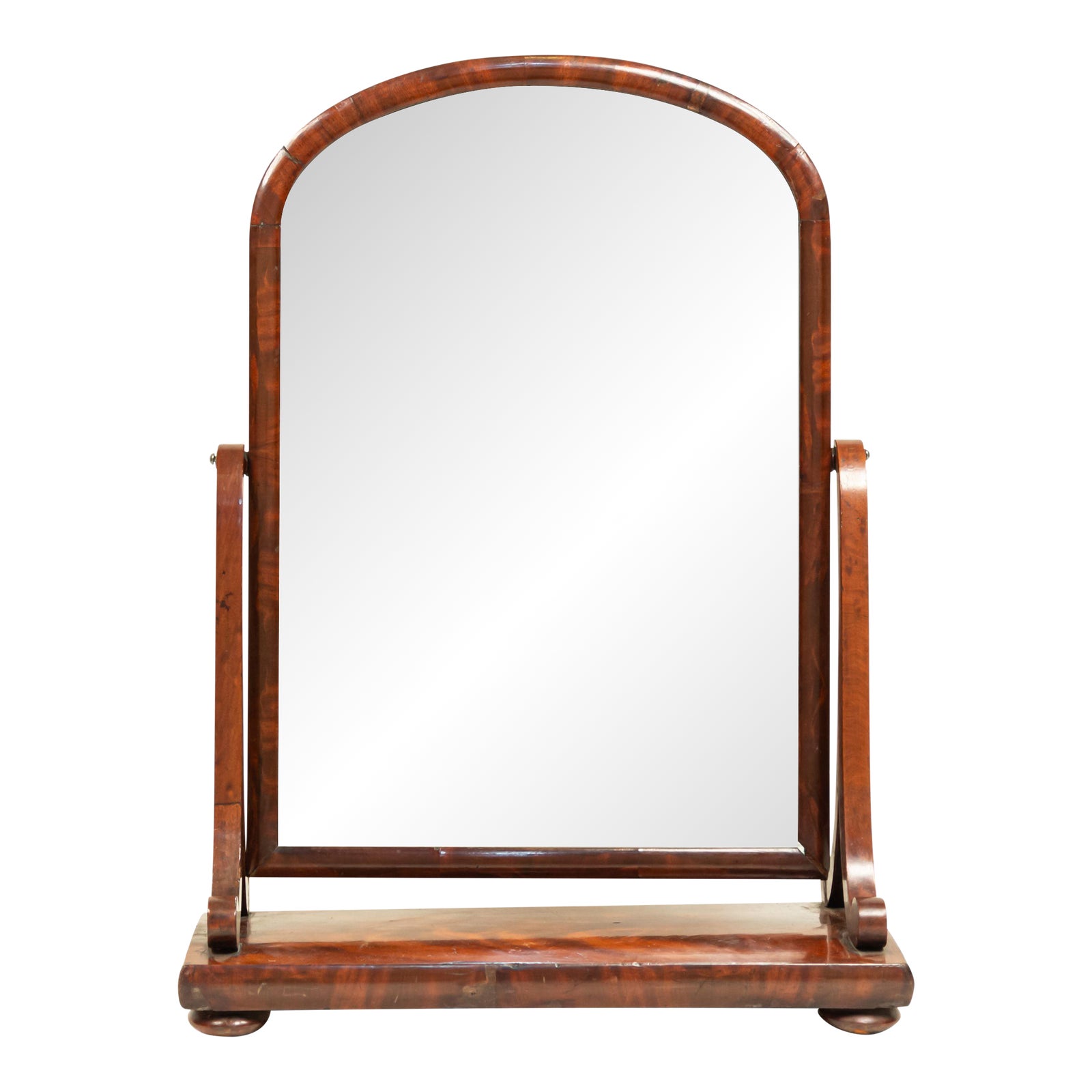 American Victorian Mahogany Shaving / Vanity Mirror | Chairish