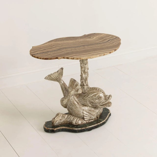 19th Century Italian Silver Leaf Dolphin Side Table With Original Wood ...