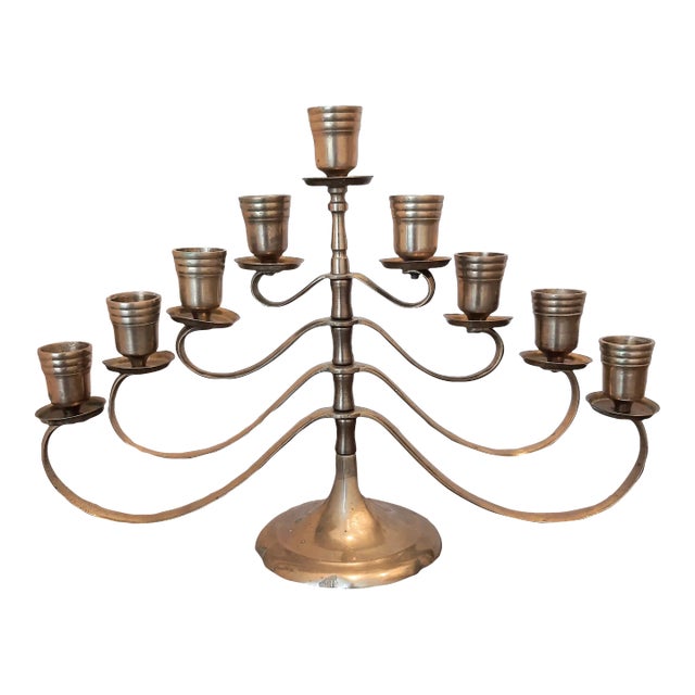 Brass Candelabra Menorah 9 Swing Arm | Chairish