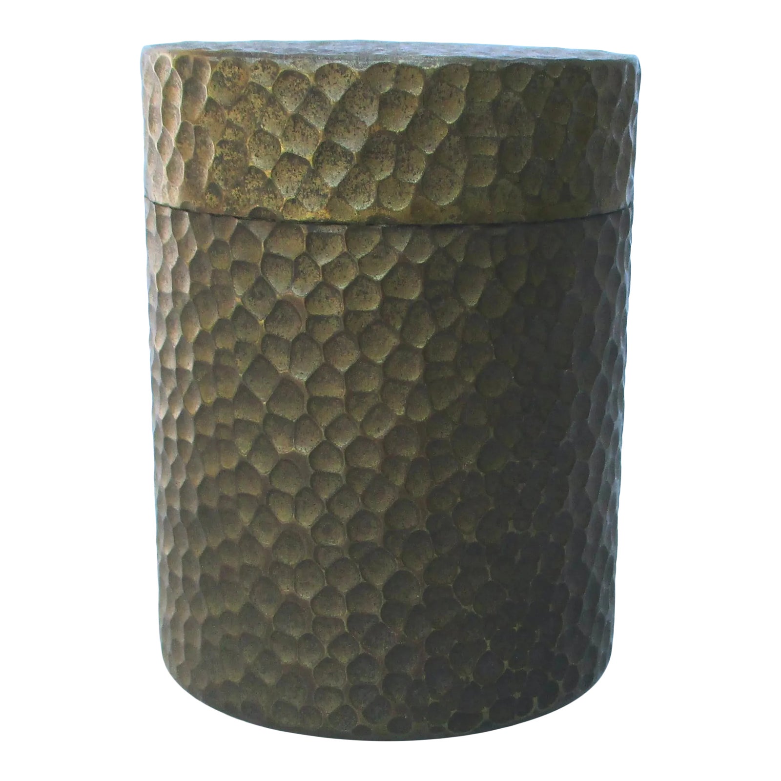 Arts and Crafts Hammered Bronze Cylinder Box Circa 1930s' | Chairish