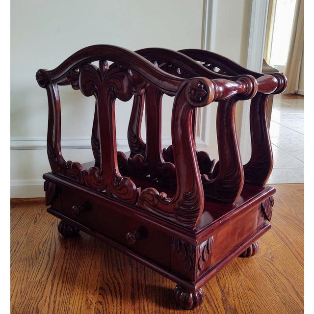 Vintage Solid Wood Magazine Rack | Chairish