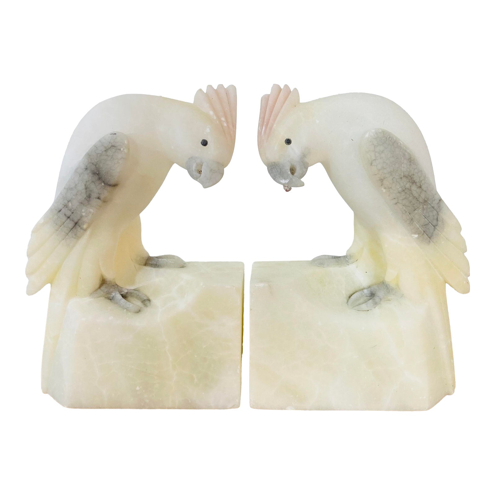 Alabaster Parrot Bookends | Chairish