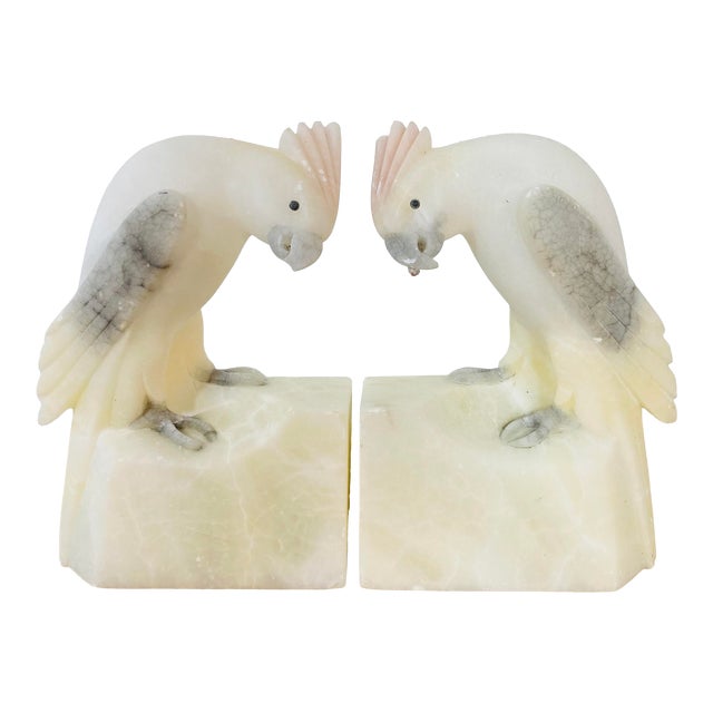 Alabaster Parrot Bookends | Chairish