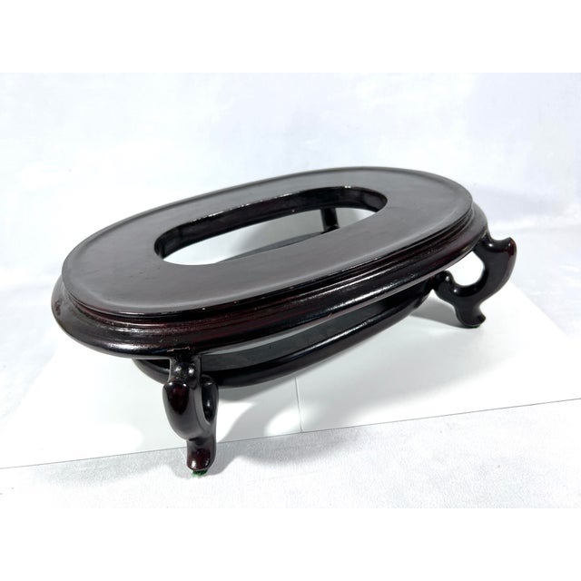 Large Mid Century Dark Brown Chinese Oval Display Stand Pedestal for ...
