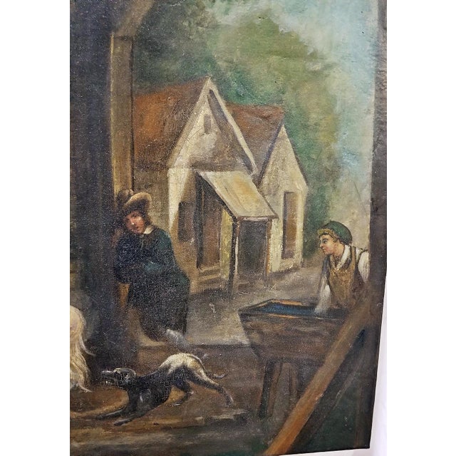 Antique Dutch Barn Scene Oil Painting | Chairish