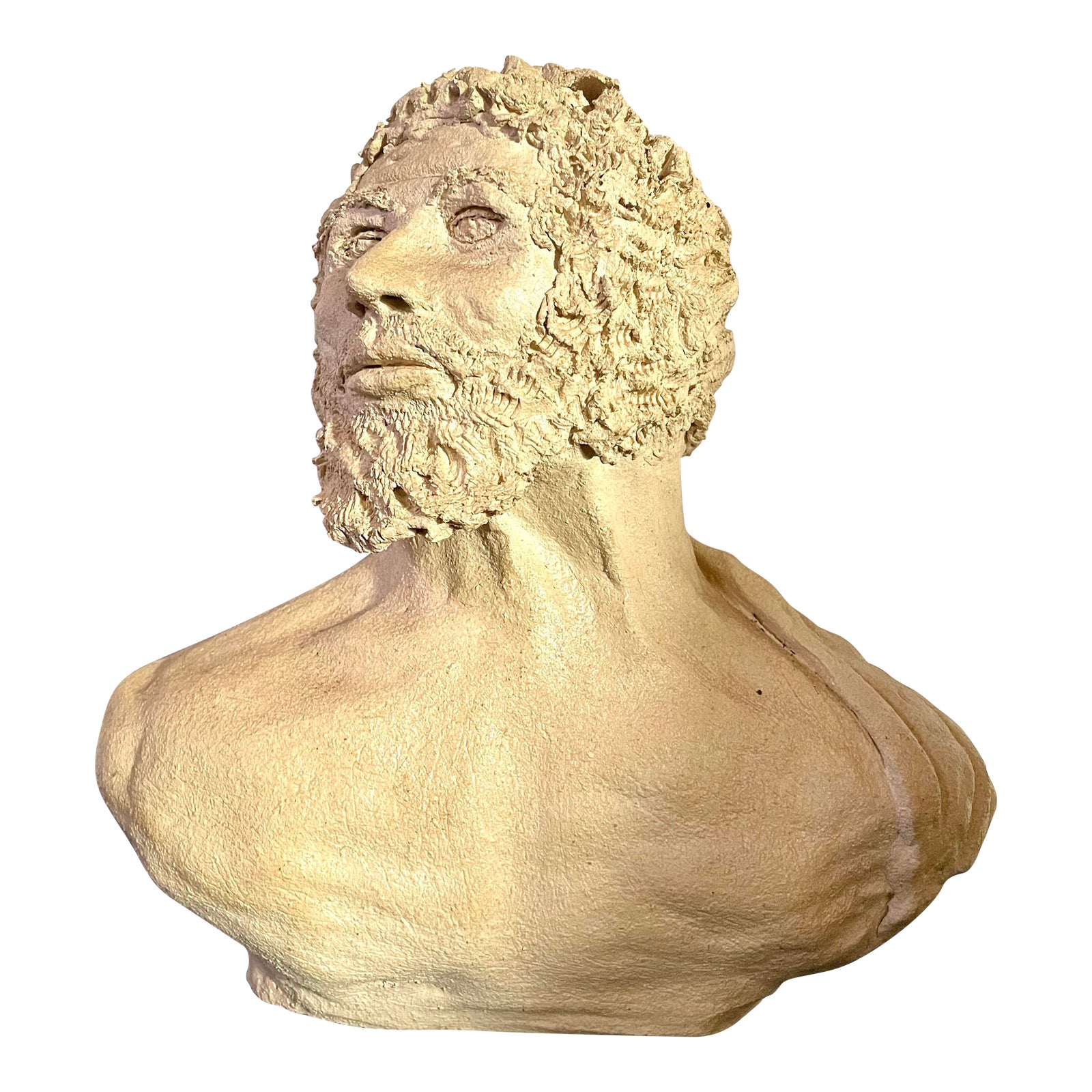 1983 Neo-Classical Original Ceramic Clay Bust of a Man by Artist Liza ...