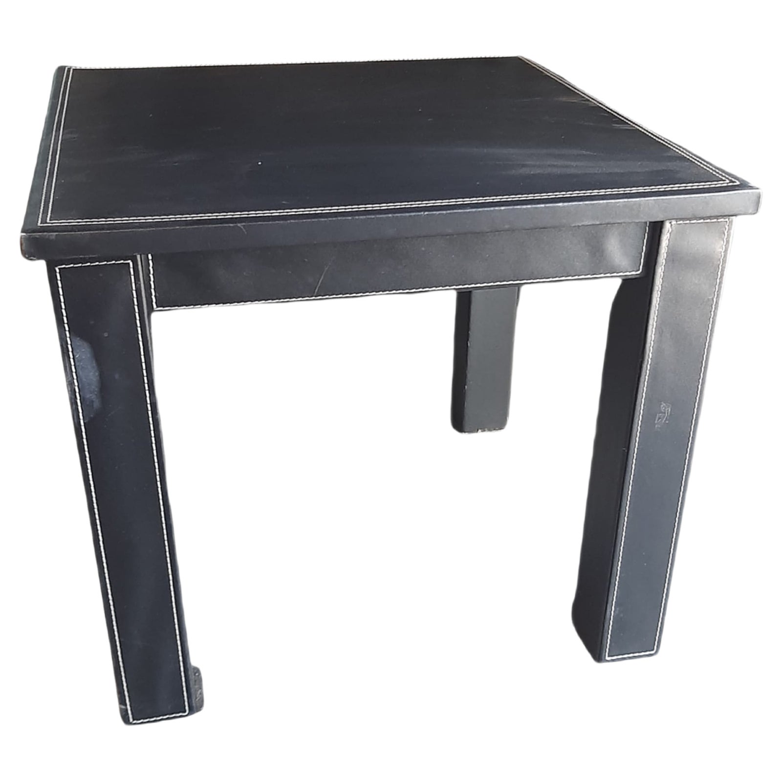 Low Leather Wrapped Table | Chairish