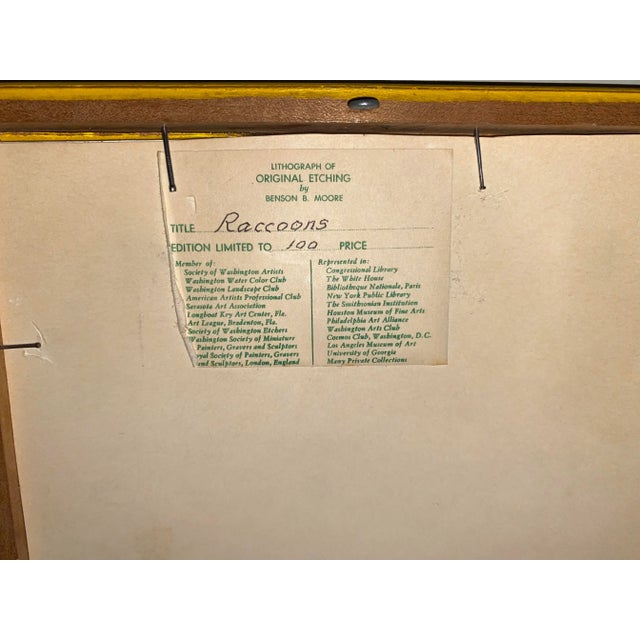 “Raccoons” Miniature Pencil Signed and Numbered Litho by Benson Moore ...