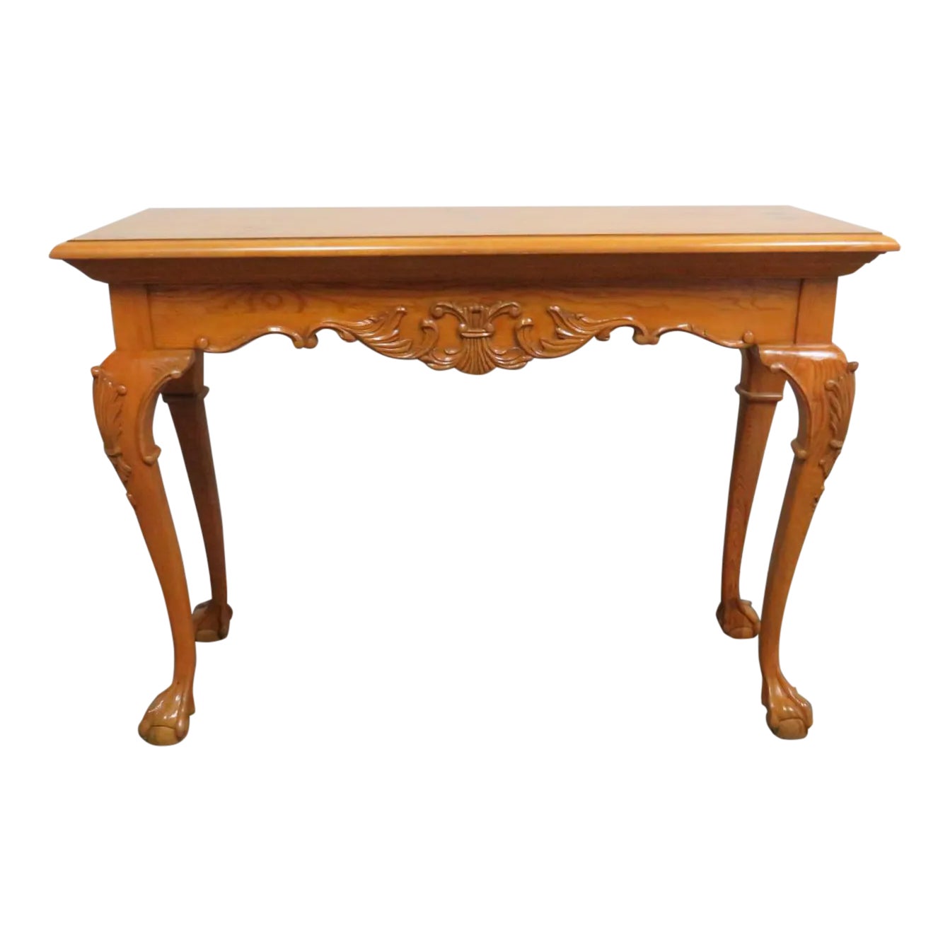 Chippendale Style Inlaid Pine Console Table | Chairish