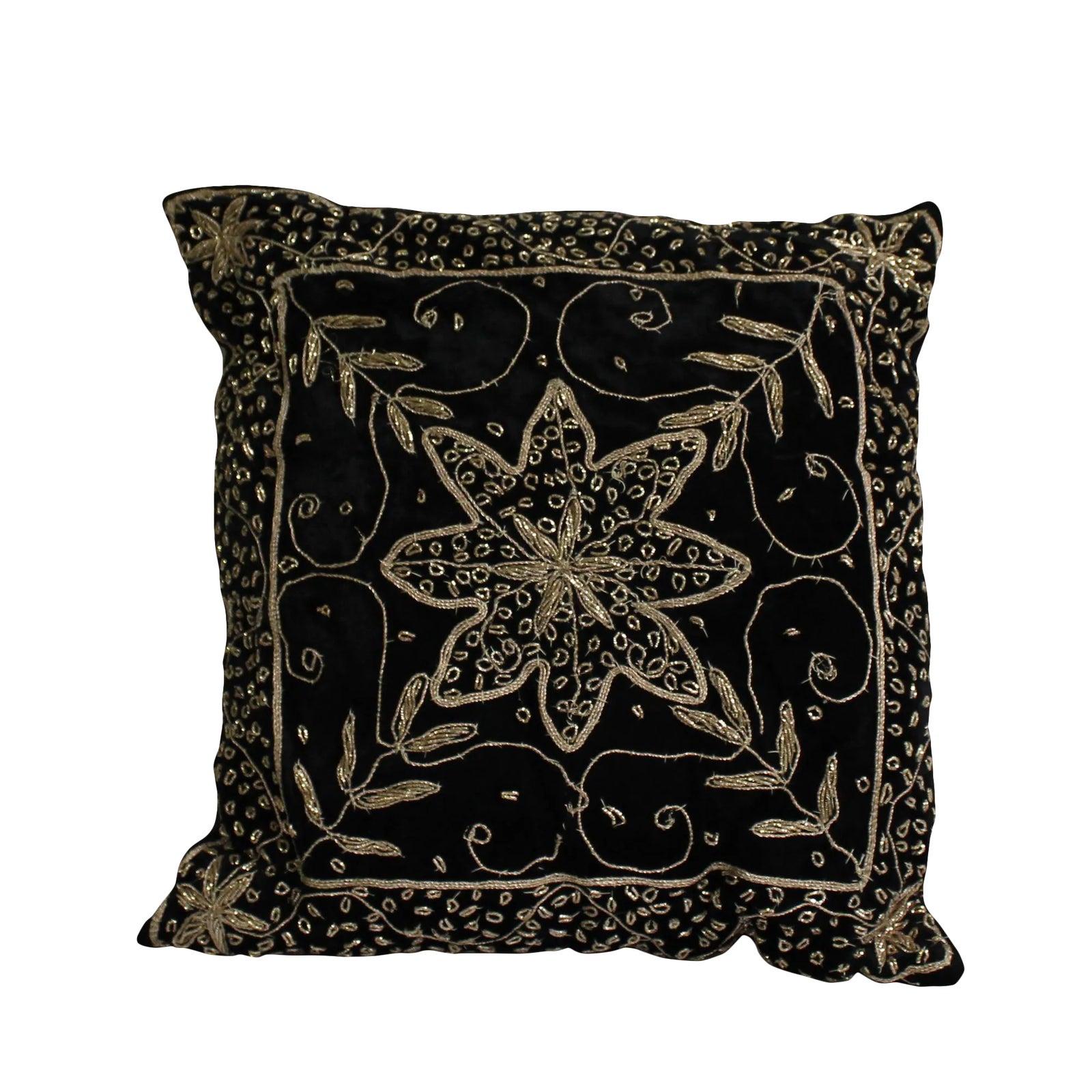 Black Square Shape Beads Thread Pattern Fabric Couch Sofa Cushion ...