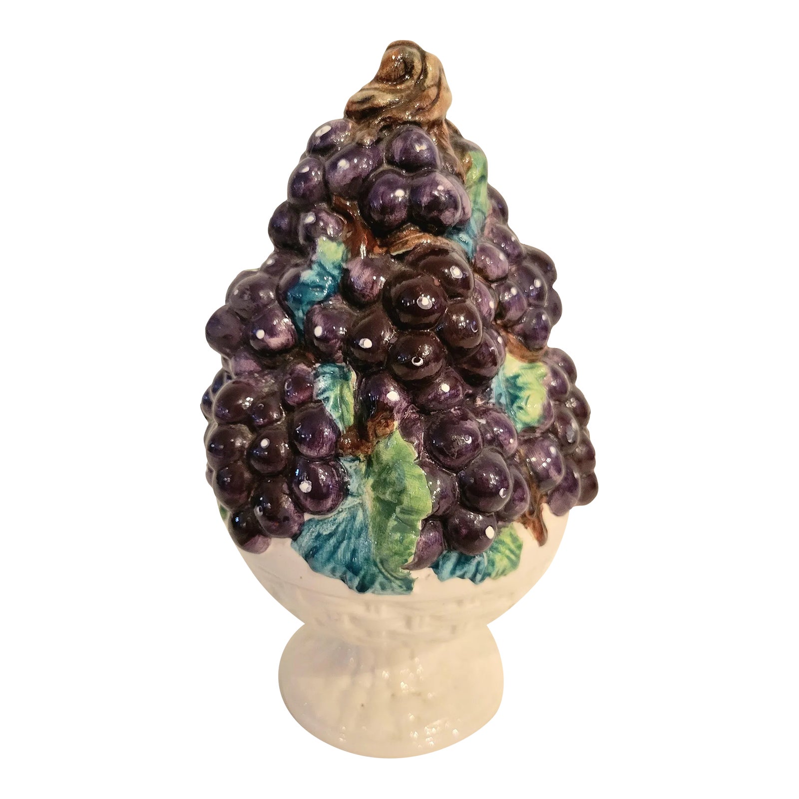 Vintage Italian Ceramic Grape Topiary Room Decor Statue | Chairish