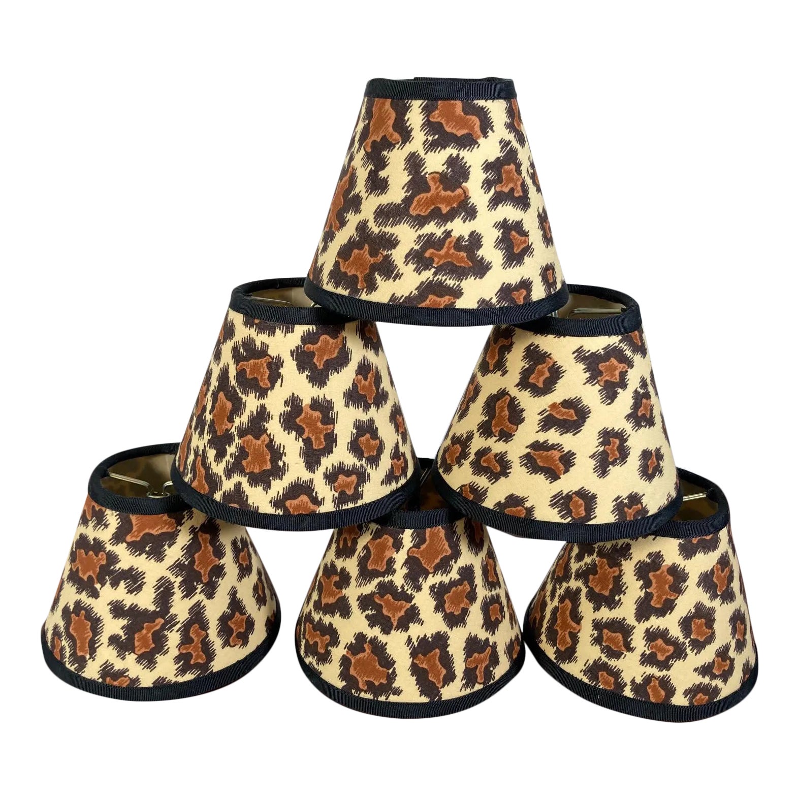 Leopard Print Chandelier Shades - Set of 6 | Chairish