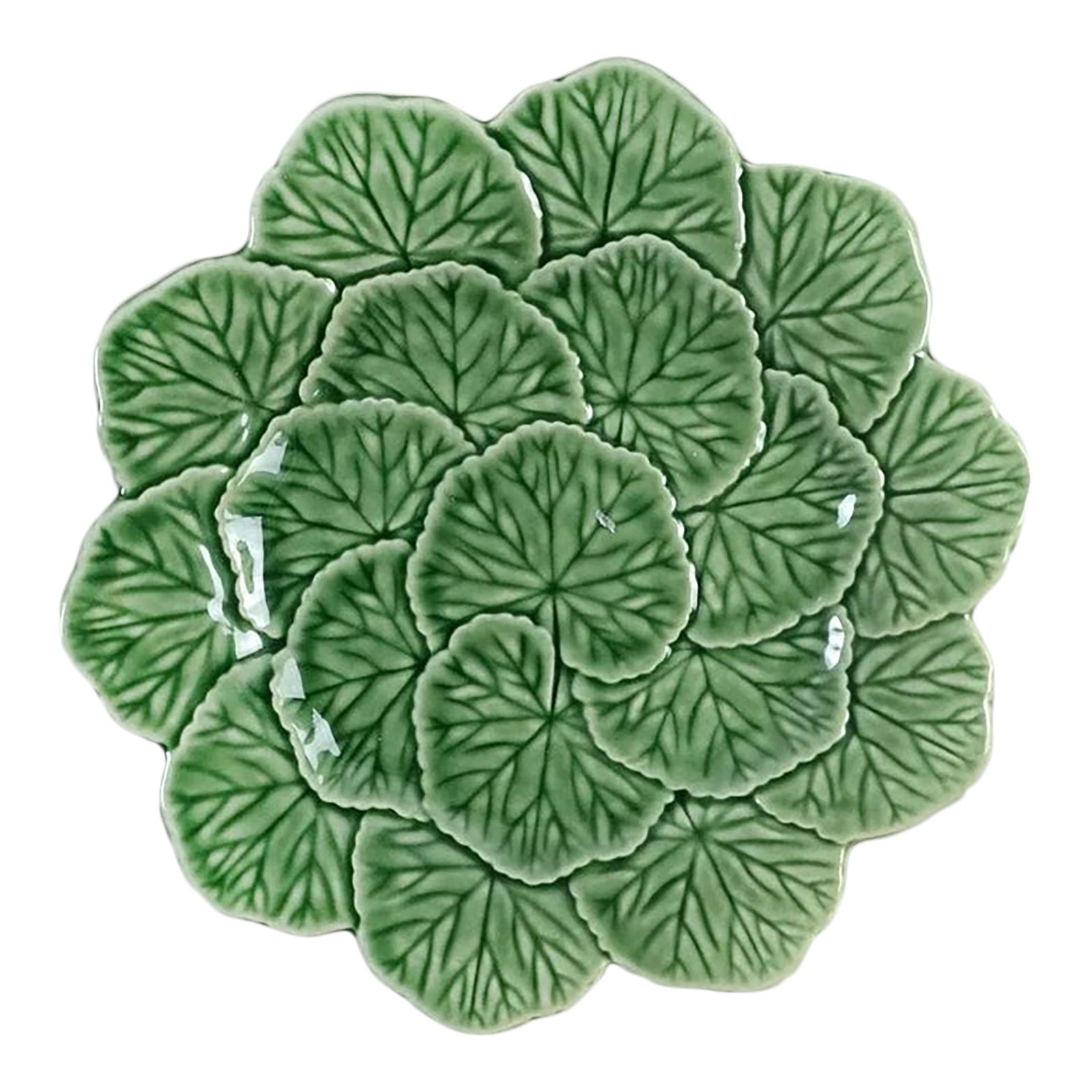 1990s Bordallo Pinheiro Geranium Leaf Green Plate | Chairish
