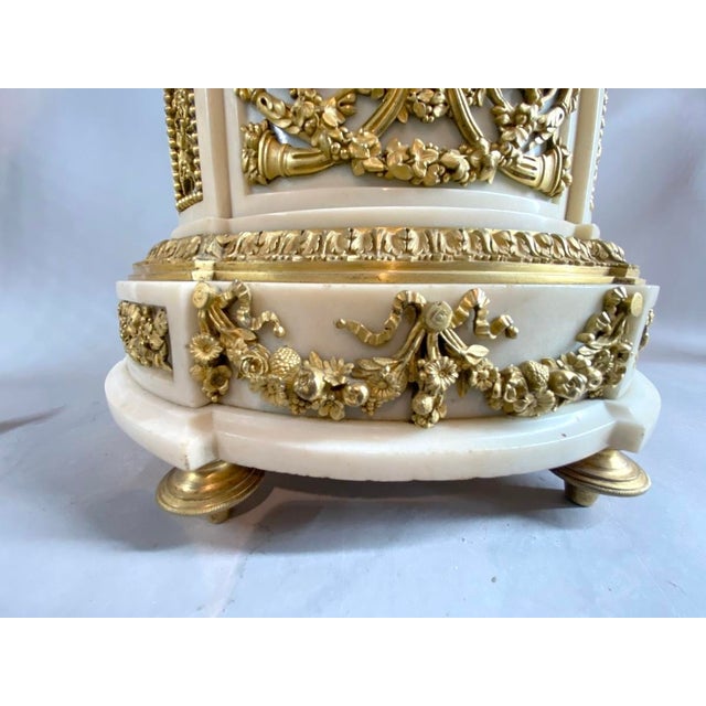 French Louis XVI Marble and Bronze Chimney Clock Set, Mid-19th Century ...