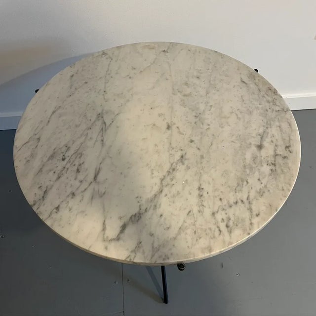 1950s Norman Cherner Wrought Iron Marble Top Round Side Table Konwiser ...