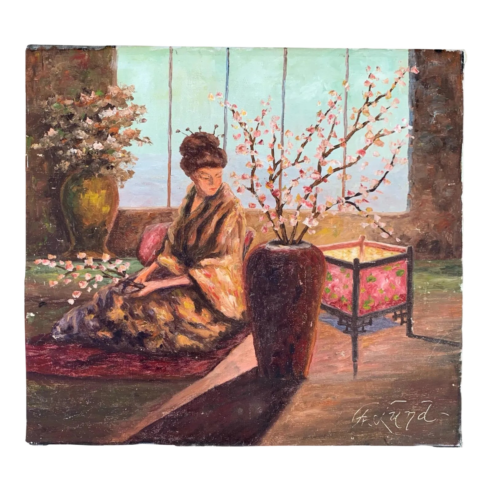 Vintage Still-Life With Portrait Painting | Chairish