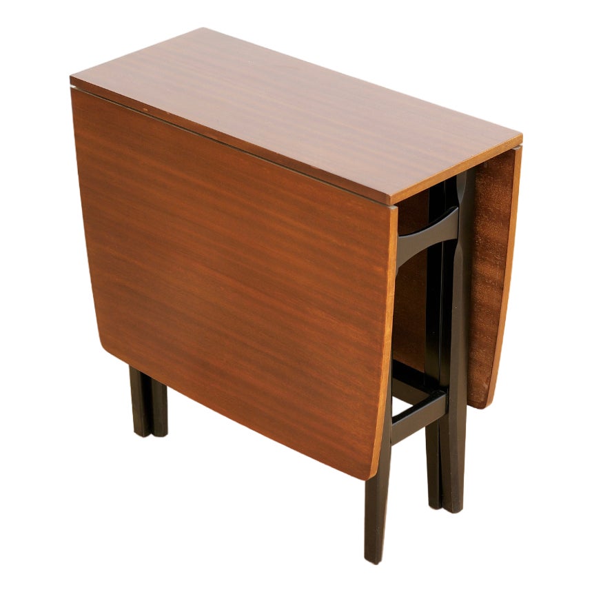 1960s Mid Century Ebonized Drop Leaf Dining Table | Chairish